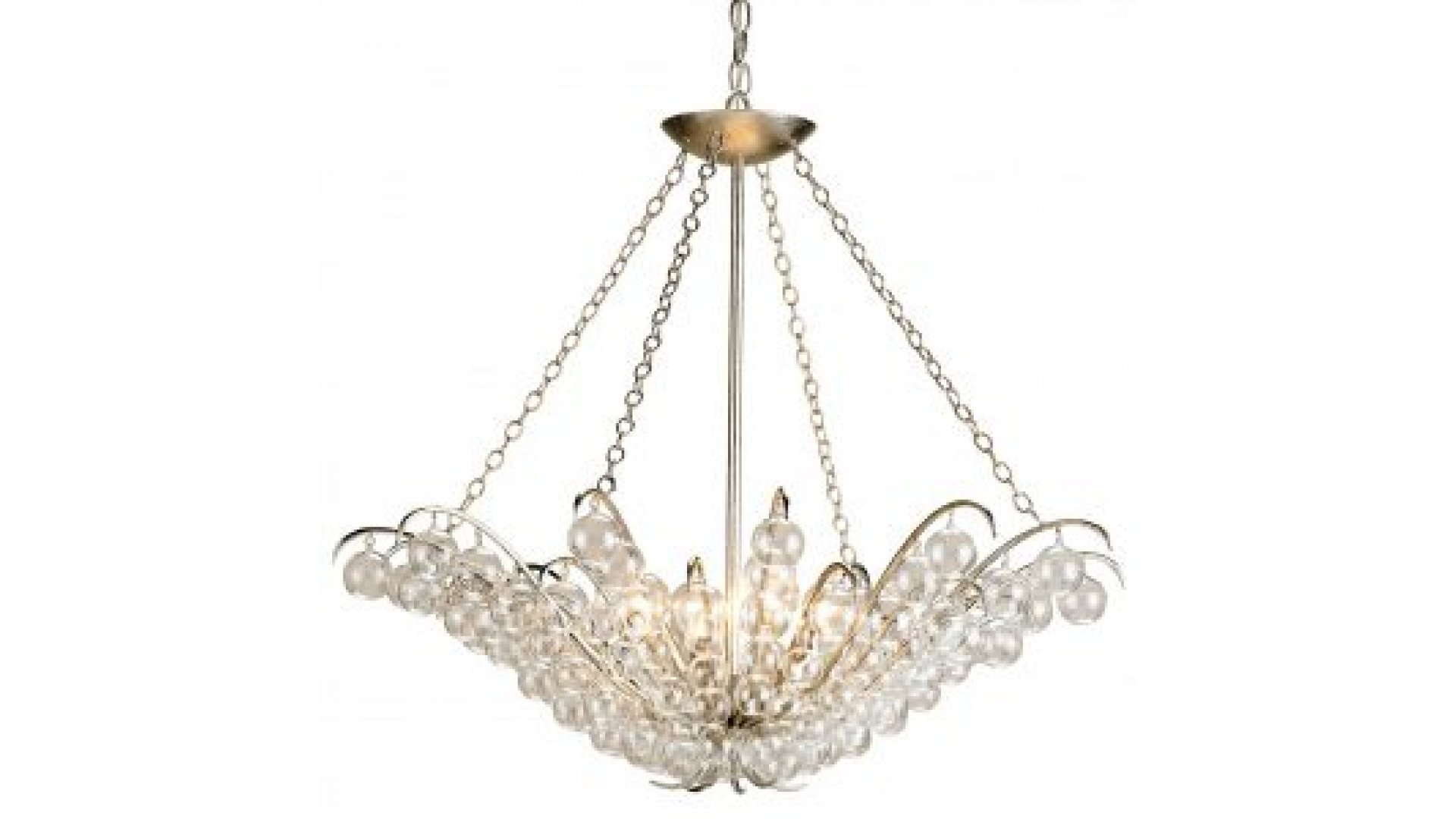 Currey & Company 9000-CC Quantum Chandelier Silver Leaf-Clear Finish